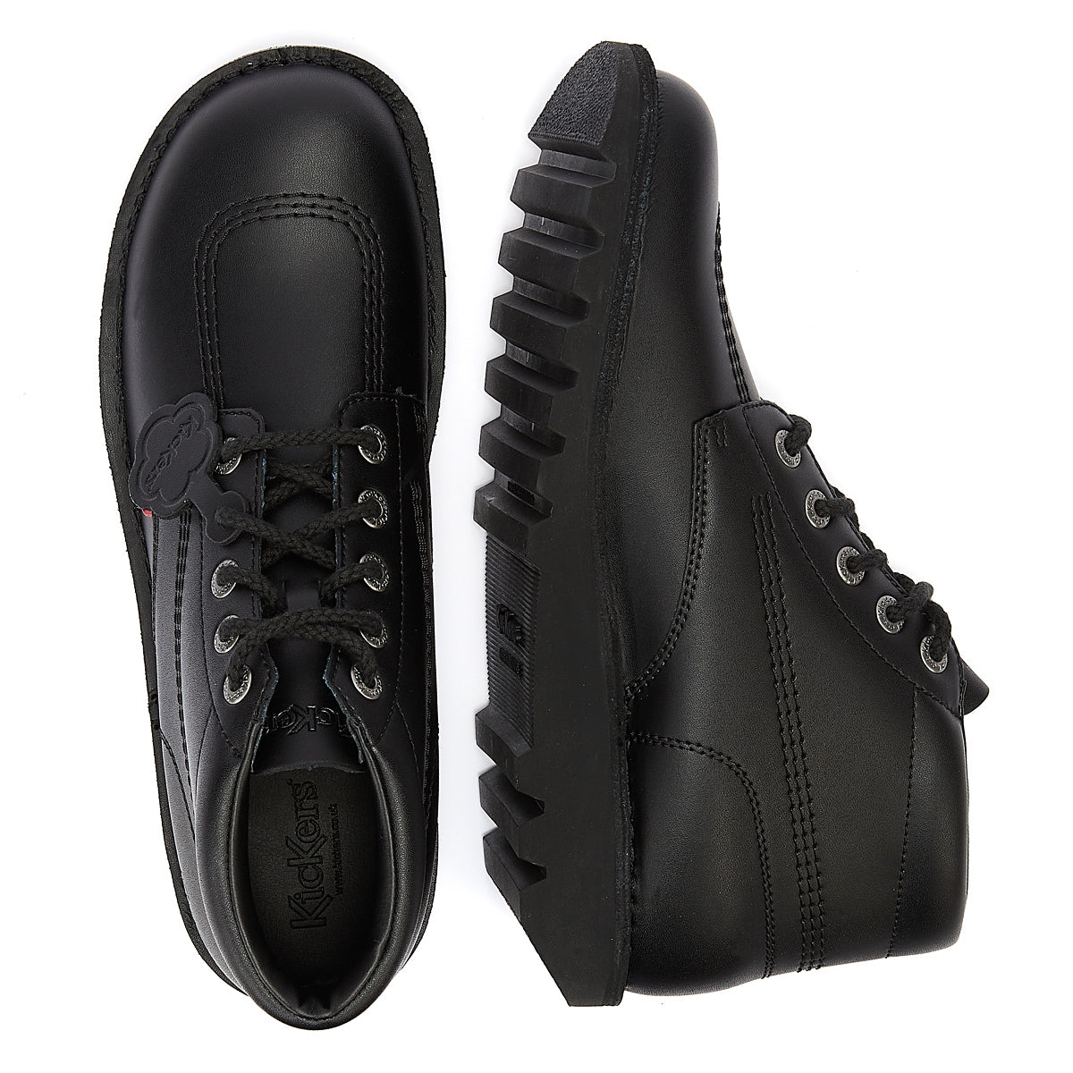 Kickers Kick Hi Youth Black Leather Ankle School Boots – Tower-London.com